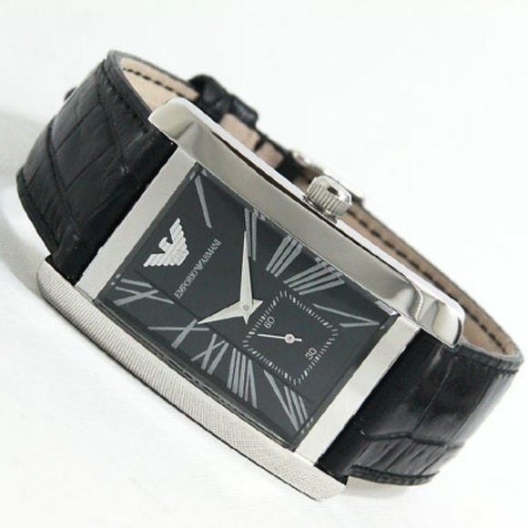 Emporio Armani | Accessories | Emporio Armani Ar43 Black Dial Leather ...